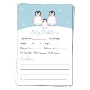 baby penguin advice predictions wishes for baby cards winter activities snow snowflakes blue white gender neutral (24 count)