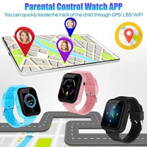 4G Kids Smart Watch w GPS Tracker, Phone Watch w Video Chat 3 Way-call Wi-Fi SOS Touch Screen Child Tracker Phone Watches Christmas Birthday Gift For Boys Girls 3-15 Years w Sim Slot Kids Watch