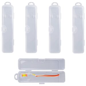 linkim bolly 5pcs portable travel toothbrush case double card slots transparent hard plastic toothbrush box dust-proof toothbrush toothpaste box holder toothbrush protector for camping, travel