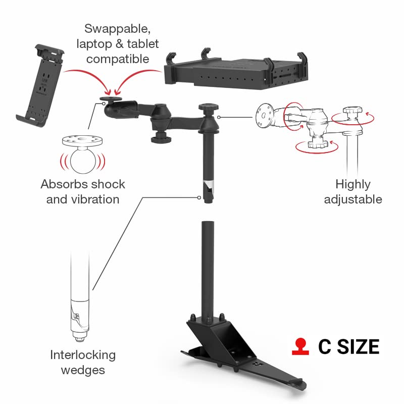 RAM MOUNTS No-Drill Mount for '05-23 Toyota 4Runner & Tacoma RAM-VB-138-SW2 Compatible with RAM Tablet and Laptop Holders