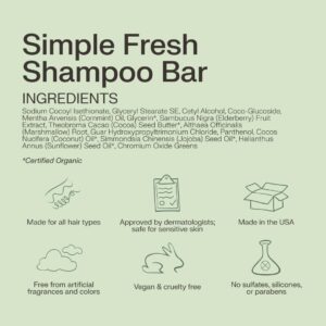 The Earthling Co. Shampoo Bar - Promote Hair Growth, Strengthen & Volumize All Hair Types - Paraben & Sulfate Free formula with Natural, Vegan Ingredients for Dry Hair (Simple Fresh, 3 oz)