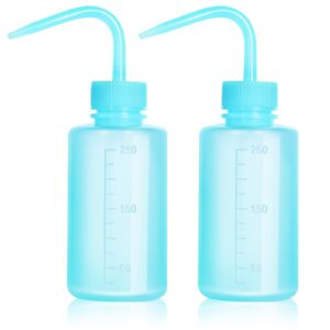 tattoo wash bottle- melphoe 2pcs 250ml water squirt bottle succulent watering, safety rinse bottle watering tools, tattoo supplies, irrigation squeeze sprinkling can wash plant bottle (blue)