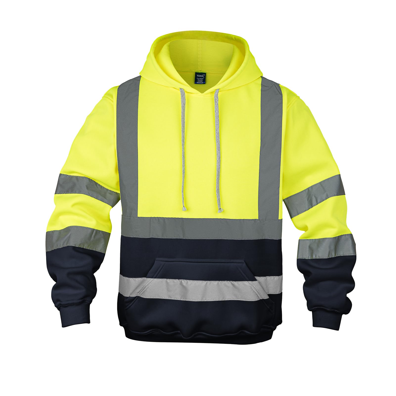 wefeyuv Safety Hi Vis ANSI Class 3 Safety Sweatshirt for Men Reflective Yellow/Navy XL