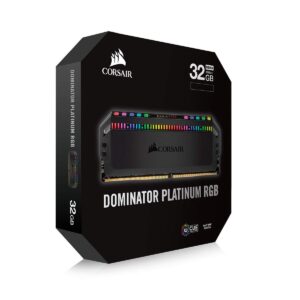 Corsair Dominator Platinum RGB 128GB (4x32GB) DDR4 3600MHz C18 Desktop Memory (12 Ultra-Bright CAPELLIX RGB LEDs, Patented Dual-Channel DHX Cooling Technology, Intel XMP 2.0 Support) Black