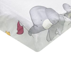 Delbree 100% Cotton Fitted Crib Sheet for Boys or Girls, Soft Baby Sheet, Standard and Toddler Mattress Cover, Elephant Stars, 28x52in, 52x28