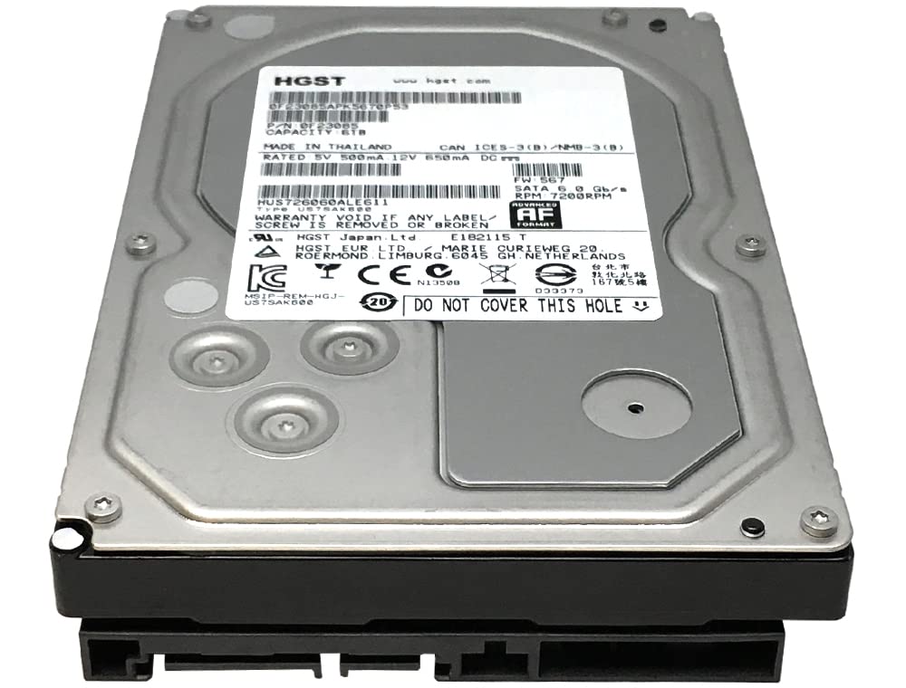 MDD - HGST Ultrastar 6TB 7200RPM 128MB Cache SATA 6Gb/s 3.5-inch Enterprise Hard Drive - HUS726060ALE611 (for RAID, NAS, Desktop PC, Surveillance Storage) - 5 Year Warranty (Renewed)