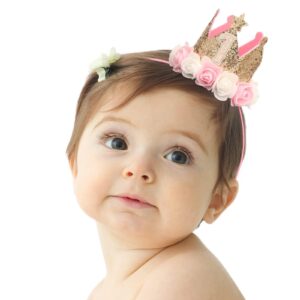 birsat 1st birthday hat, girls first birthday hat, one birthday crown with rose buds for baby girls 1st birthday decorations, one year old dog birthday bandana, cat birthday cap for party supplies