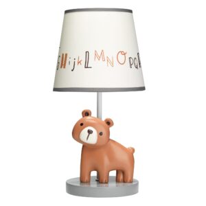 bedtime originals animal alphabet brown/gray bear nursery lamp with shade & bulb