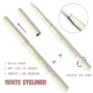 KAIQIKAIXI 5 White Eyeliner Pen, Eyebrow Pen,Eye Shadow Pencil, Lip Line Pen, Eyelid Pad, Pencil Makeup Set Tool