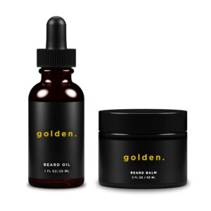 golden grooming beard oil & balm bundle for men – natural growth kit with shea butter – tame, moisturize & style your beard (1 pack)