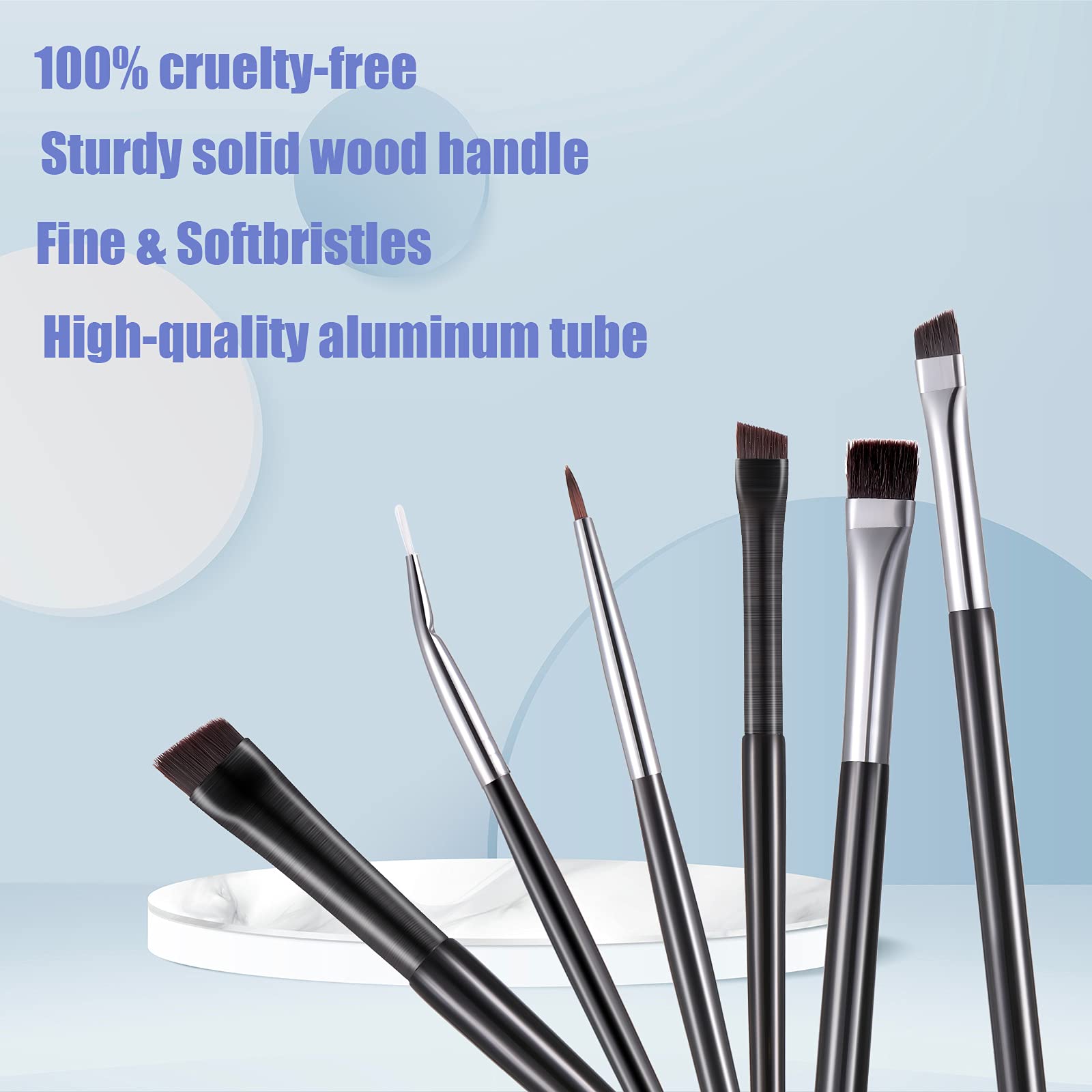 6 Pieces Eyeliner Brush Set, Ultra Thin Slanted Flat Angle Eyebrow Brush Fine Point Eyeliner Brushes Goth Makeup Brushes Eye Shadow Brushes for Women Girls Cosmetics