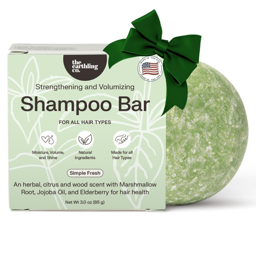 The Earthling Co. Shampoo Bar - Promote Hair Growth, Strengthen & Volumize All Hair Types - Paraben & Sulfate Free formula with Natural, Vegan Ingredients for Dry Hair (Simple Fresh, 3 oz)