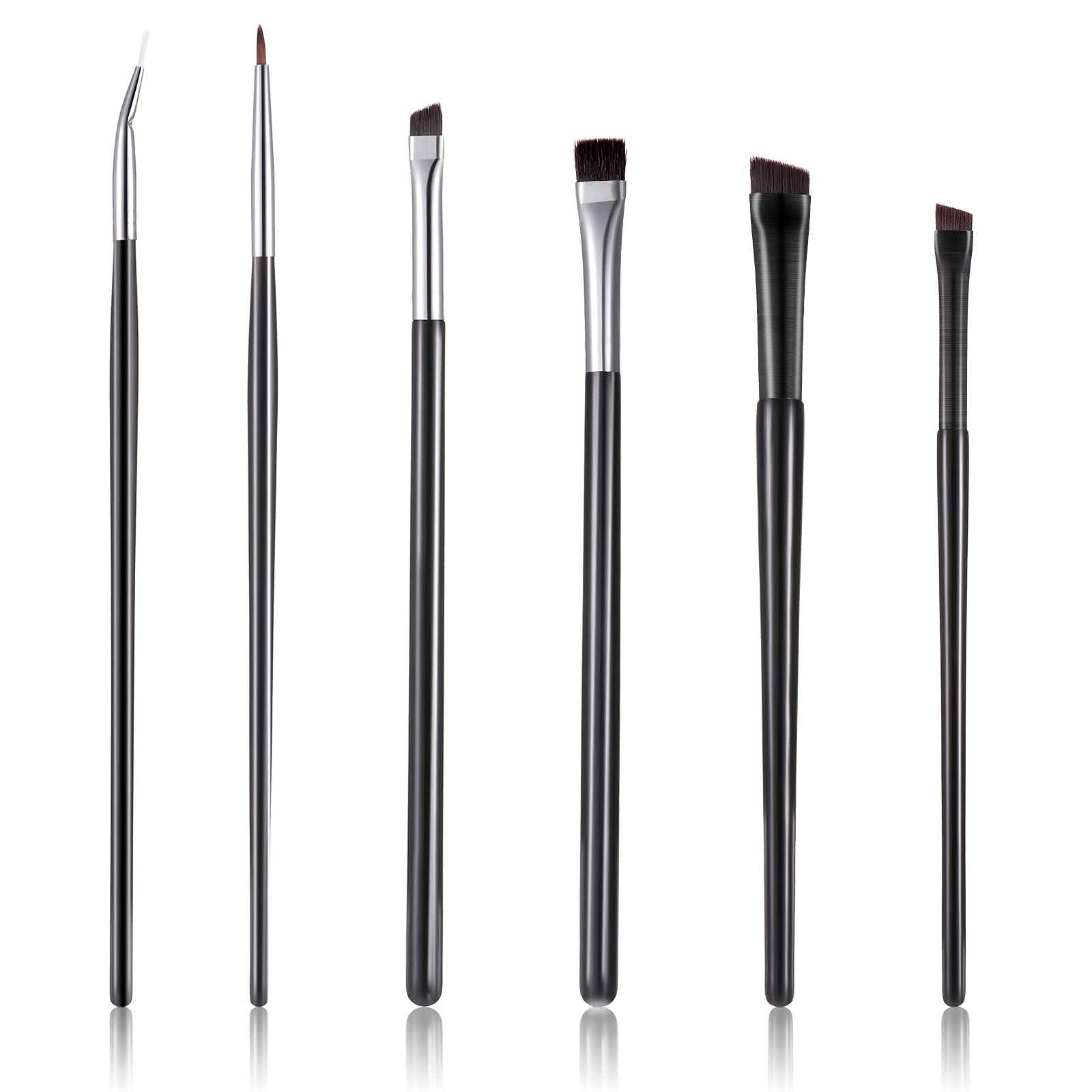 6 Pieces Eyeliner Brush Set, Ultra Thin Slanted Flat Angle Eyebrow Brush Fine Point Eyeliner Brushes Goth Makeup Brushes Eye Shadow Brushes for Women Girls Cosmetics