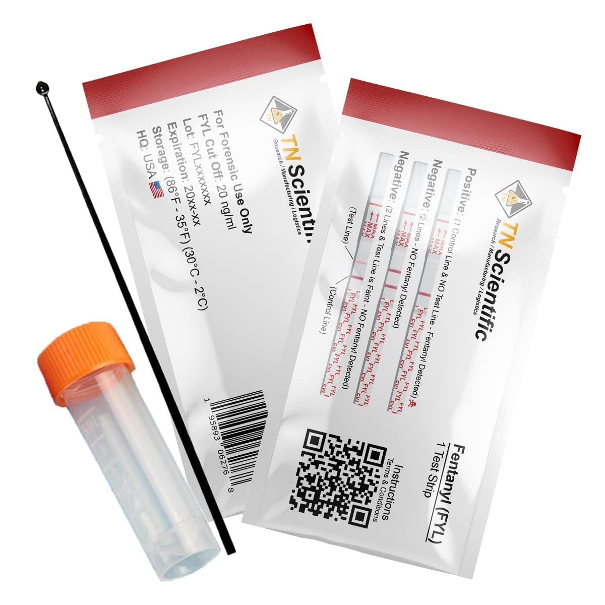 TN Scientific - Fentanyl Drug Test Strip [10 Pack] - Powder, Liquid, & Urinalysis Testing Forensic Kit