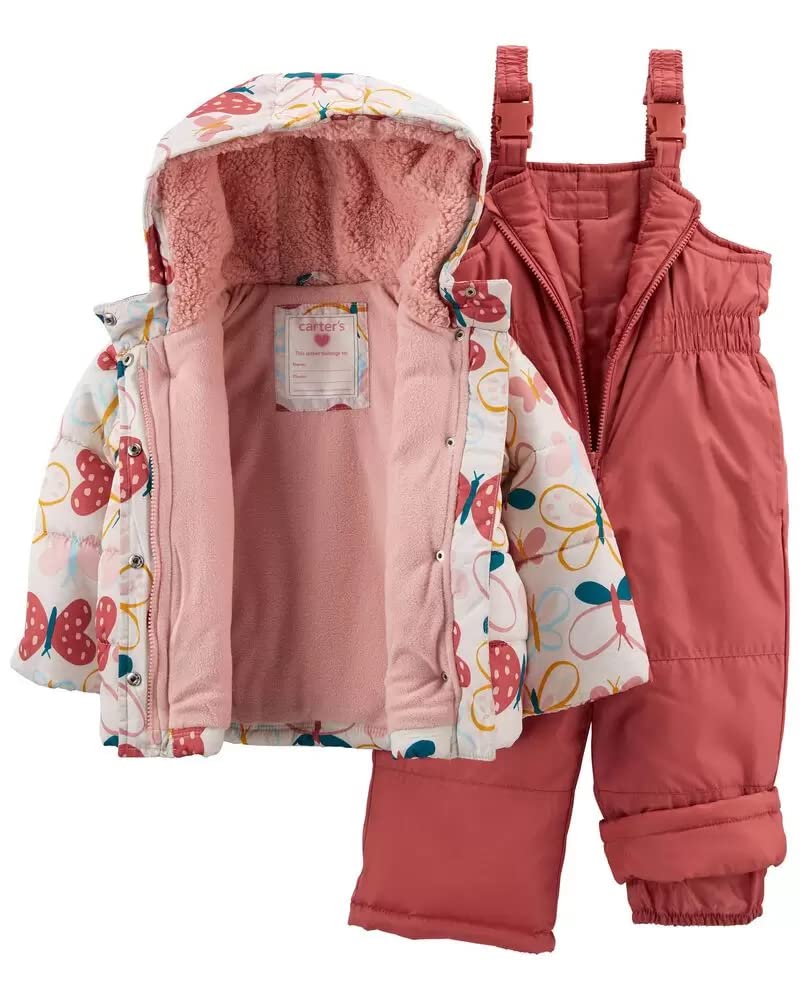 Carter's Baby Girls' 12-24 Months Heavyweight 2-Piece Skisuit Snowsuit (24 Months, Coral)