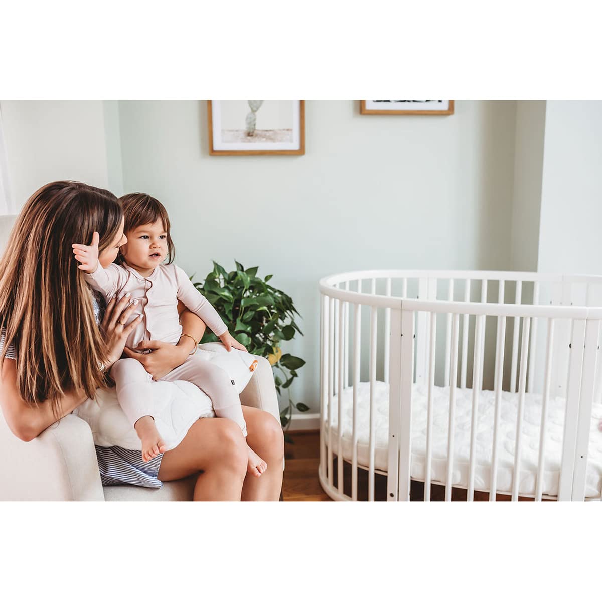 Nook Sleep Pure Stokke Sleepi (Blush) - Organic Oval Crib Mattress - Fits Stokke Sleepi Crib- 45x26x4