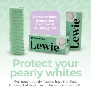 Lewie Floss Coin - Dental Floss Picks (32 Count) - High Toughness & Thin Thread Floss Picks for Removing Plaque - Compact, Travel-Friendly Tooth Flossers with Portable Package - 2pk, 64 pics