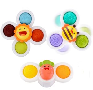 suction cup spinner toys, baby suction cup bath toys pop fidget toys sensory spinning toys for toddlers babies boys girls