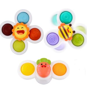 Suction Cup Spinner Toys, Baby Suction Cup Bath Toys Pop Fidget Toys Sensory Spinning Toys for Toddlers Babies Boys Girls