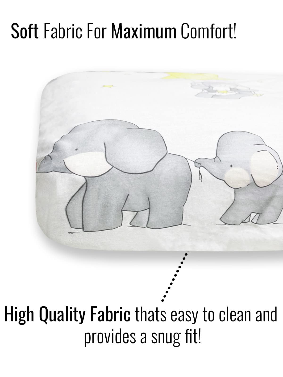 Delbree 100% Cotton Fitted Crib Sheet for Boys or Girls, Soft Baby Sheet, Standard and Toddler Mattress Cover, Elephant Stars, 28x52in, 52x28