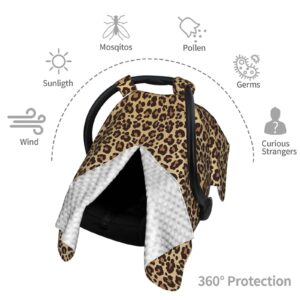 KiuLoam Animal Leopard Cheetah Print Baby Car Seat Canopy, Nursing Cover Breastfeeding Scarf, Stretchy Soft Breathable Infant Carseat Cover for Babies Boys Girls