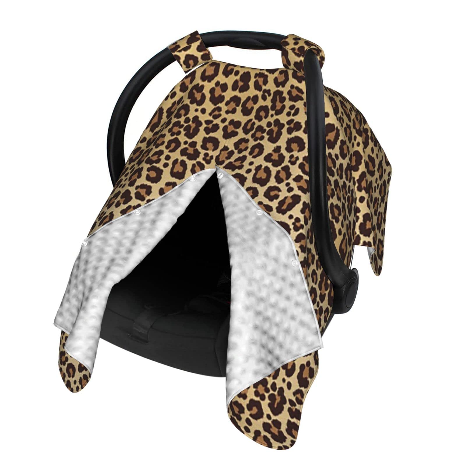 KiuLoam Animal Leopard Cheetah Print Baby Car Seat Canopy, Nursing Cover Breastfeeding Scarf, Stretchy Soft Breathable Infant Carseat Cover for Babies Boys Girls