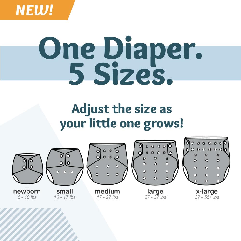 Kanga Care Rumparooz G3 Cloth Diaper Reusable One Size Pocket Diaper Patented Inner Double Gusset 2 pcs Microfiber Insert Soaker (6-55+ lbs) - Finn