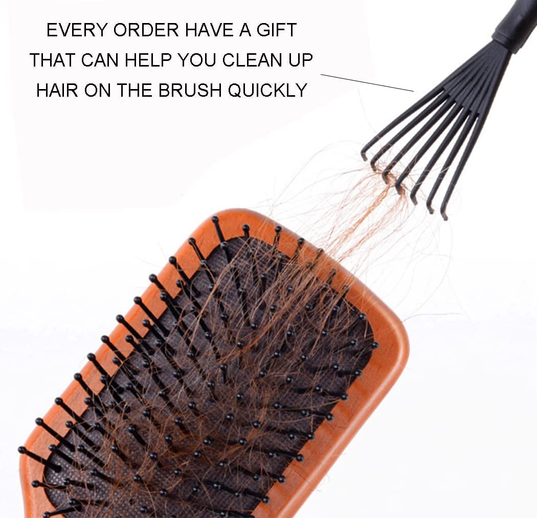 MIEDEON Hair Brush Paddle Brush Flexible Cushion Hairbrush for Thick Curly Thin Long Short Dry Hair Adds Shine and Makes Hair Smooth, For Women Men Children, With Gift Comb Cleaner (1)