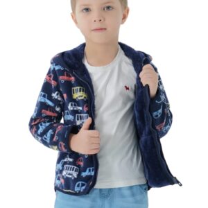 Toddler Baby Fleece Jacket Hooded Kids Boys Girls Autumn Winter Long Sleeve Thick Warm Outerwear 2-6 Years (5T, Blue)