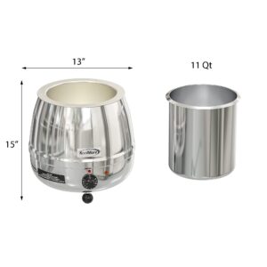 KoolMore Commercial Soup Kettle Warmer with Hinged Lid and Removable Stainless-Steel Pot Insert for Buffet, Restaurant, Party, Event, and Catering, Large 2.5 Gallon, Electric [Silver] (SK-SS-3G)