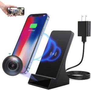 lizvie spy cameras with wireless charger, 1080p hd mini phone charger nanny camera cam surveillance for home office