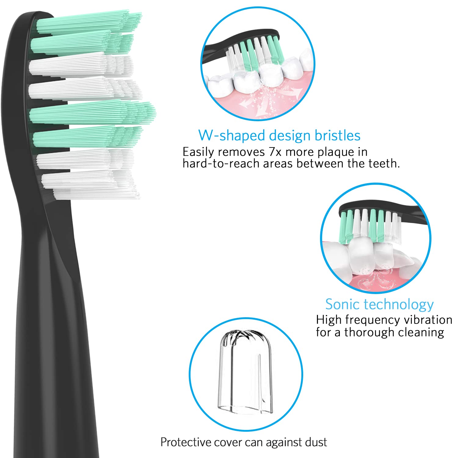 Electric Toothbrush Replacement Heads,Compatible with Fairywill Toothbrush Heads Electric Handle FW-E11,FW-507/508/551/FW908/FW910/917/949/958/959/FW610/FW659/FW719,FW-D1/FW-D3/FW-D7/D8,8 Pack