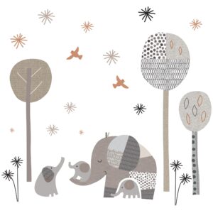 bedtime originals elephant love gray elephants/trees/stars wall decals/stickers