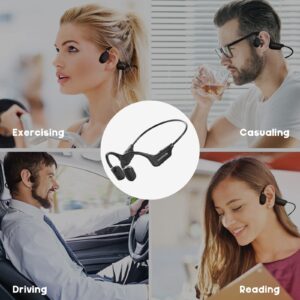 Padmate Open-Ear Air Conduction Headphones Bluetooth Wireless Earbuds with Mic, Sport Headset Bluetooth 5.0 Wireless Earphones for Workouts, Foldable/Lightweight/8Hr Playtime/IP67 Waterproof (Black)