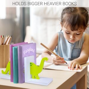 Copper Tree - Kids bookends - 2 Sets of Dinosaur Bookends – Children Book Holders for Shelves – Wooden Dinosaur Shelf Decor – Large Wooden Book Stopper for Nursery, Kids and Boys Room