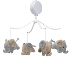 bedtime originals elephant love musical baby crib mobile soother toy - gray