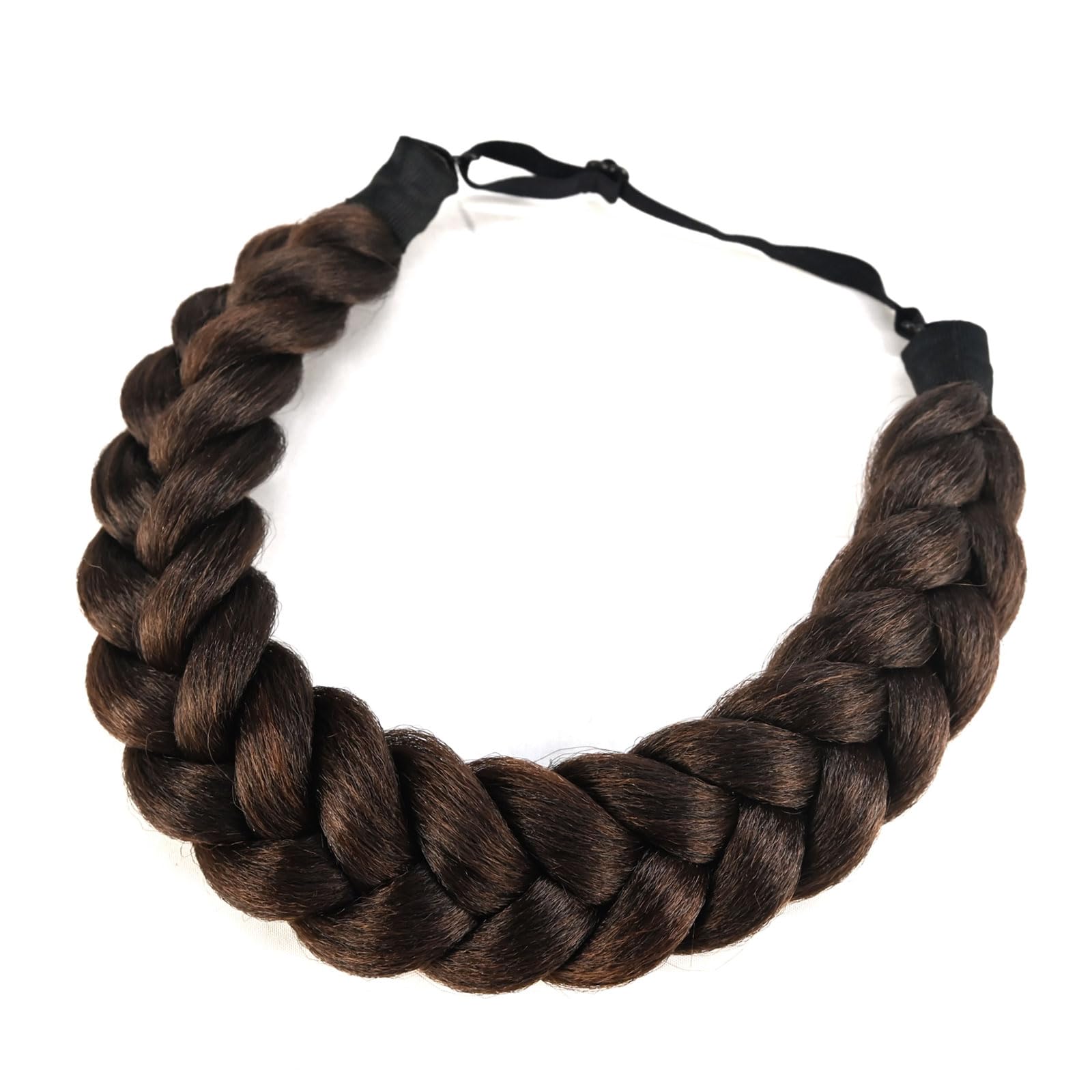 TOECWEGR Hair Braided Headband Classic Chunky Wide Thick Plaited Braids Elastic Stretch Syntheti Buckling Hairpiece Braid Headband