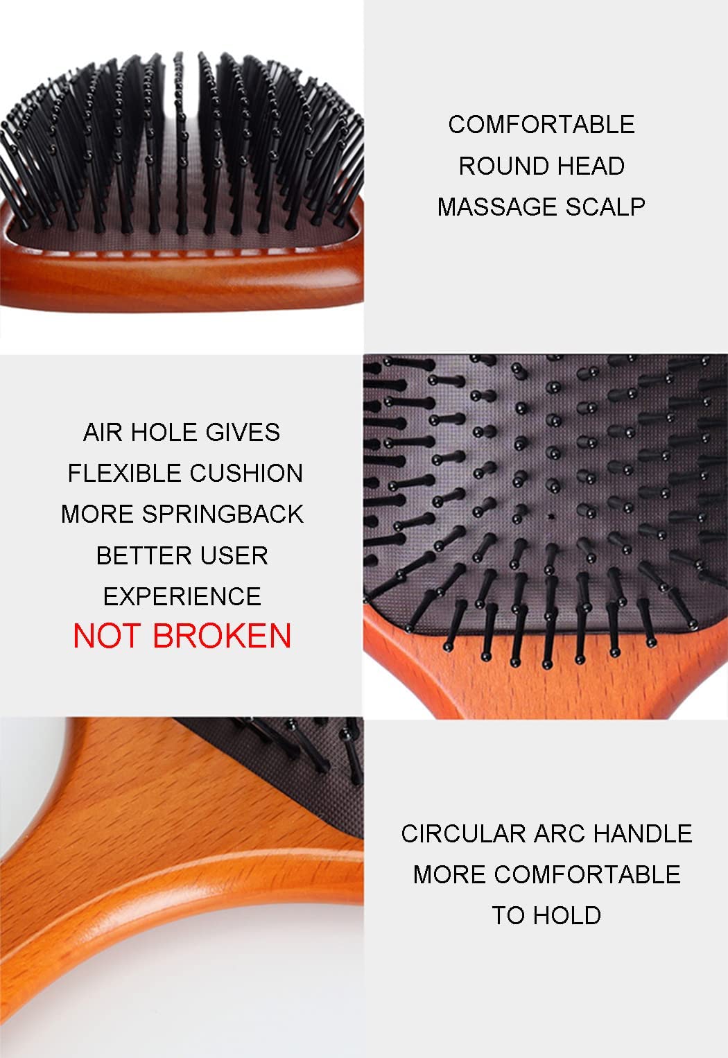 MIEDEON Hair Brush Paddle Brush Flexible Cushion Hairbrush for Thick Curly Thin Long Short Dry Hair Adds Shine and Makes Hair Smooth, For Women Men Children, With Gift Comb Cleaner (1)