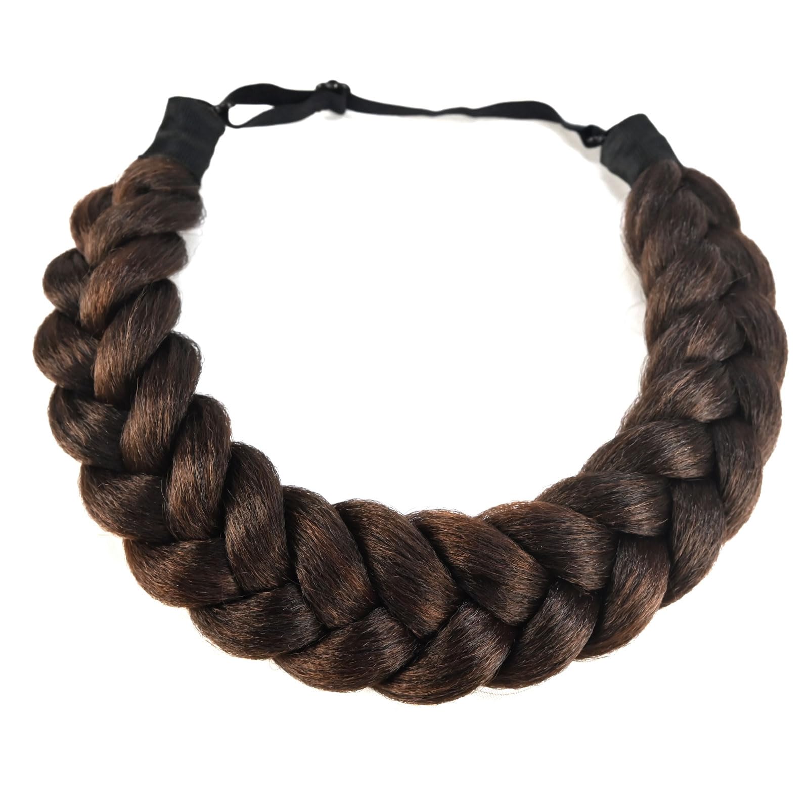 TOECWEGR Hair Braided Headband Classic Chunky Wide Thick Plaited Braids Elastic Stretch Syntheti Buckling Hairpiece Braid Headband