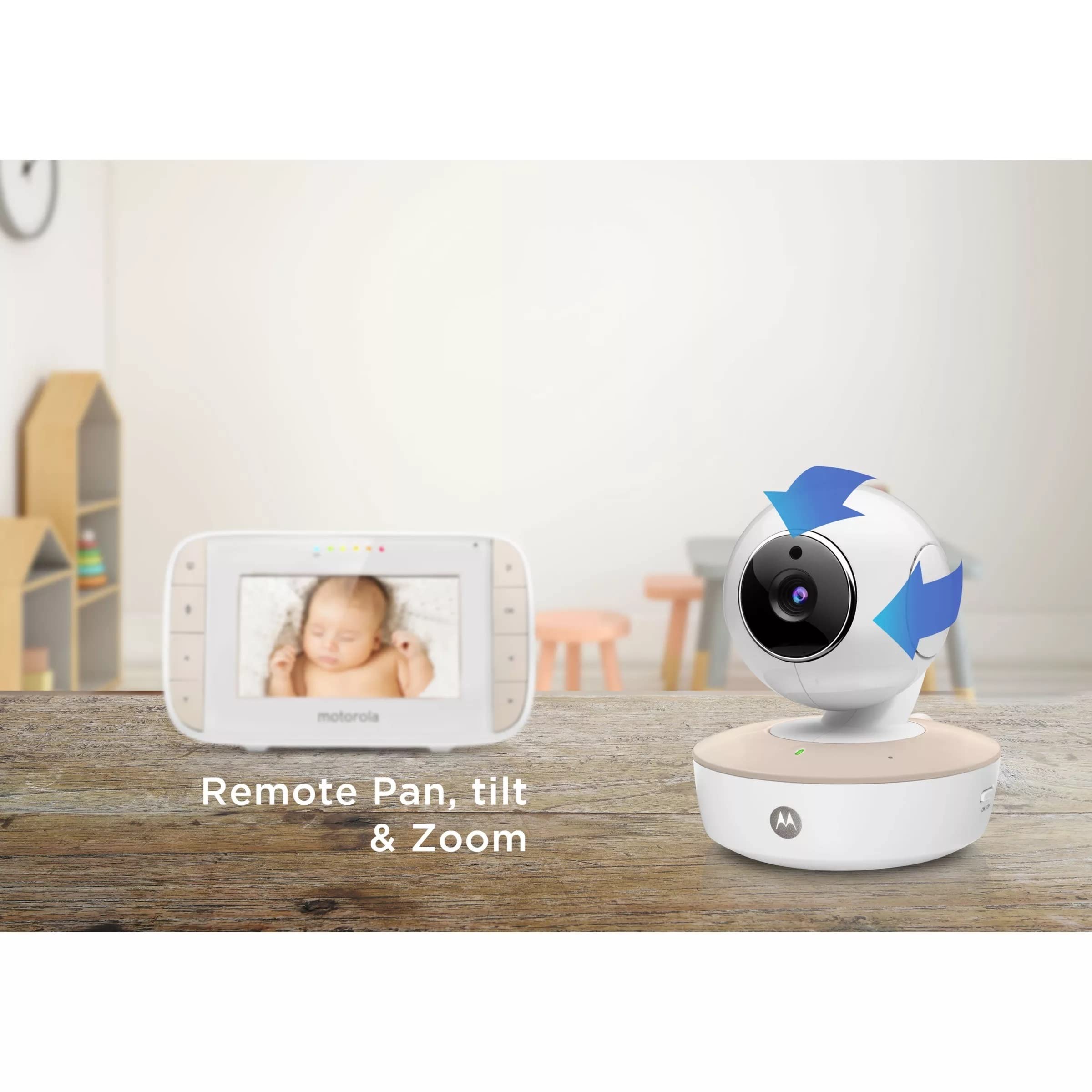 Motorola MBP44 Digital Audio & Video Baby Monitor 4.3in Color Screen, Remote Pan Tilt Zoom, Two-Way Communication, Temperature Display & Night Vision, 720p