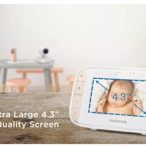 Motorola MBP44 Digital Audio & Video Baby Monitor 4.3in Color Screen, Remote Pan Tilt Zoom, Two-Way Communication, Temperature Display & Night Vision, 720p