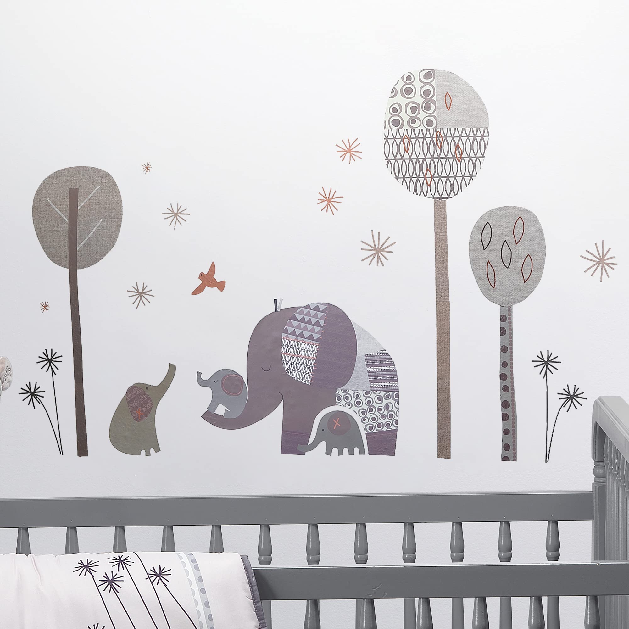 Bedtime Originals Elephant Love Gray Elephants/Trees/Stars Wall Decals/Stickers