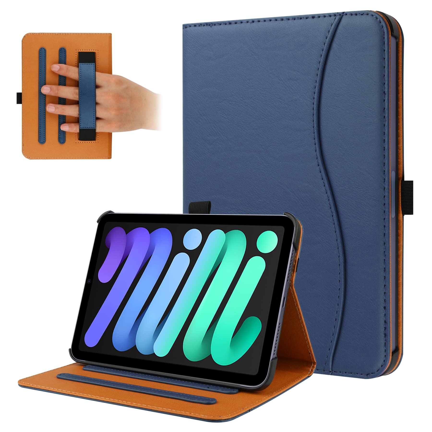 FANRTE iPad Mini 7 Case (A17 Pro) 2024, iPad Mini 6 Case 2021, iPad Mini 7th/6th Generation Case 8.3 Inch,Premium PU Leather Folio Stand Cover with Pencil Holder and Multi-Viewing Angles（Dark Blue）