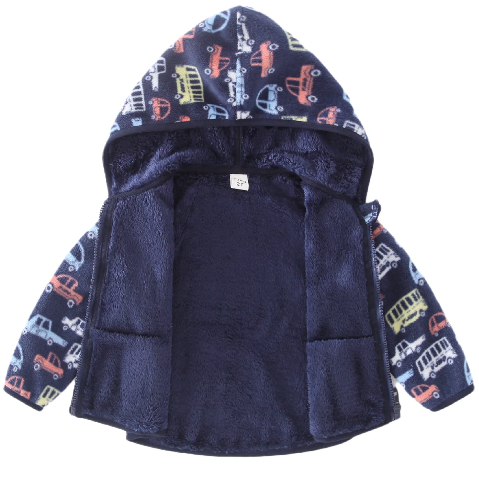 Toddler Baby Fleece Jacket Hooded Kids Boys Girls Autumn Winter Long Sleeve Thick Warm Outerwear 2-6 Years (5T, Blue)