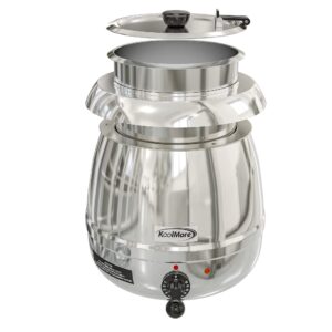 KoolMore Commercial Soup Kettle Warmer with Hinged Lid and Removable Stainless-Steel Pot Insert for Buffet, Restaurant, Party, Event, and Catering, Large 2.5 Gallon, Electric [Silver] (SK-SS-3G)