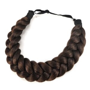 toecwegr hair braided headband classic chunky wide thick plaited braids elastic stretch syntheti buckling hairpiece braid headband