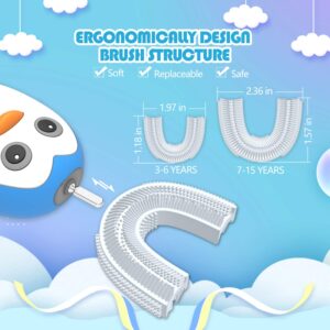 SHNOKER Children's Toothbrush, U-Shaped Toothbrush Brush, Replaceable Toothbrush Head, Suitable for 3-7 Years Old