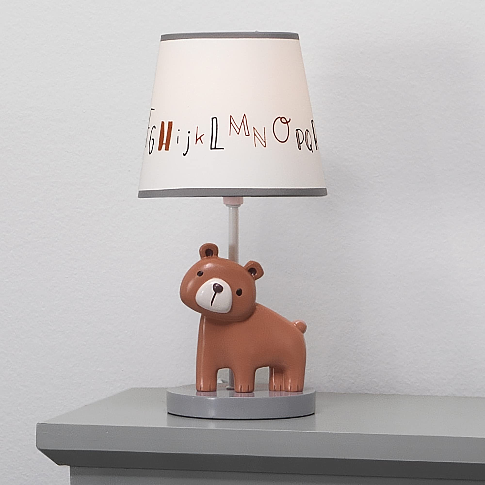 Bedtime Originals Animal Alphabet Brown/Gray Bear Nursery Lamp with Shade & Bulb