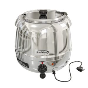 KoolMore Commercial Soup Kettle Warmer with Hinged Lid and Removable Stainless-Steel Pot Insert for Buffet, Restaurant, Party, Event, and Catering, Large 2.5 Gallon, Electric [Silver] (SK-SS-3G)