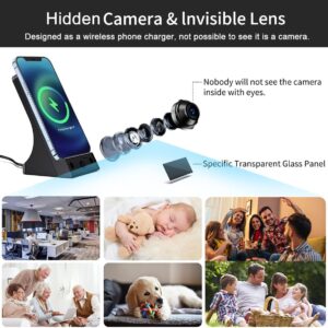 LIZVIE Spy Cameras with Wireless Charger, 1080P HD Mini Phone Charger Nanny Camera Cam Surveillance for Home Office